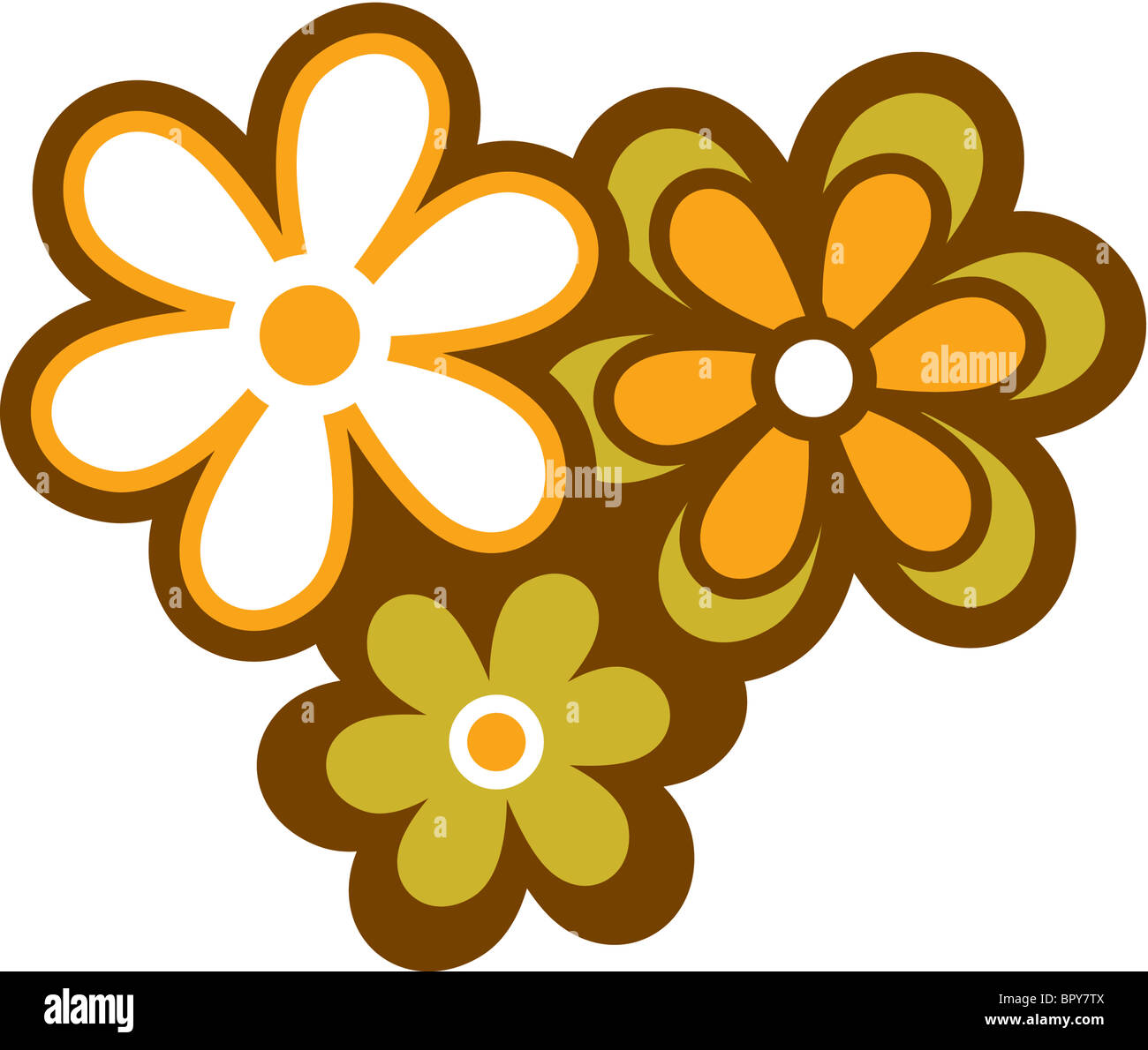 Illustration of three flowers Stock Photo - Alamy