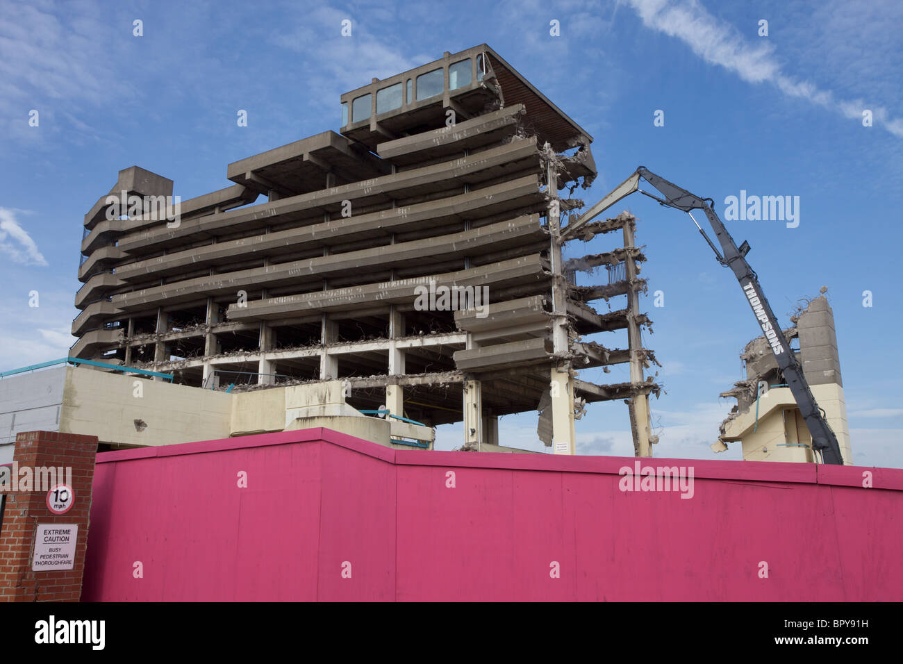 Demolition of the iconic Trinity Square car park in Gateshead, UK Stock ...