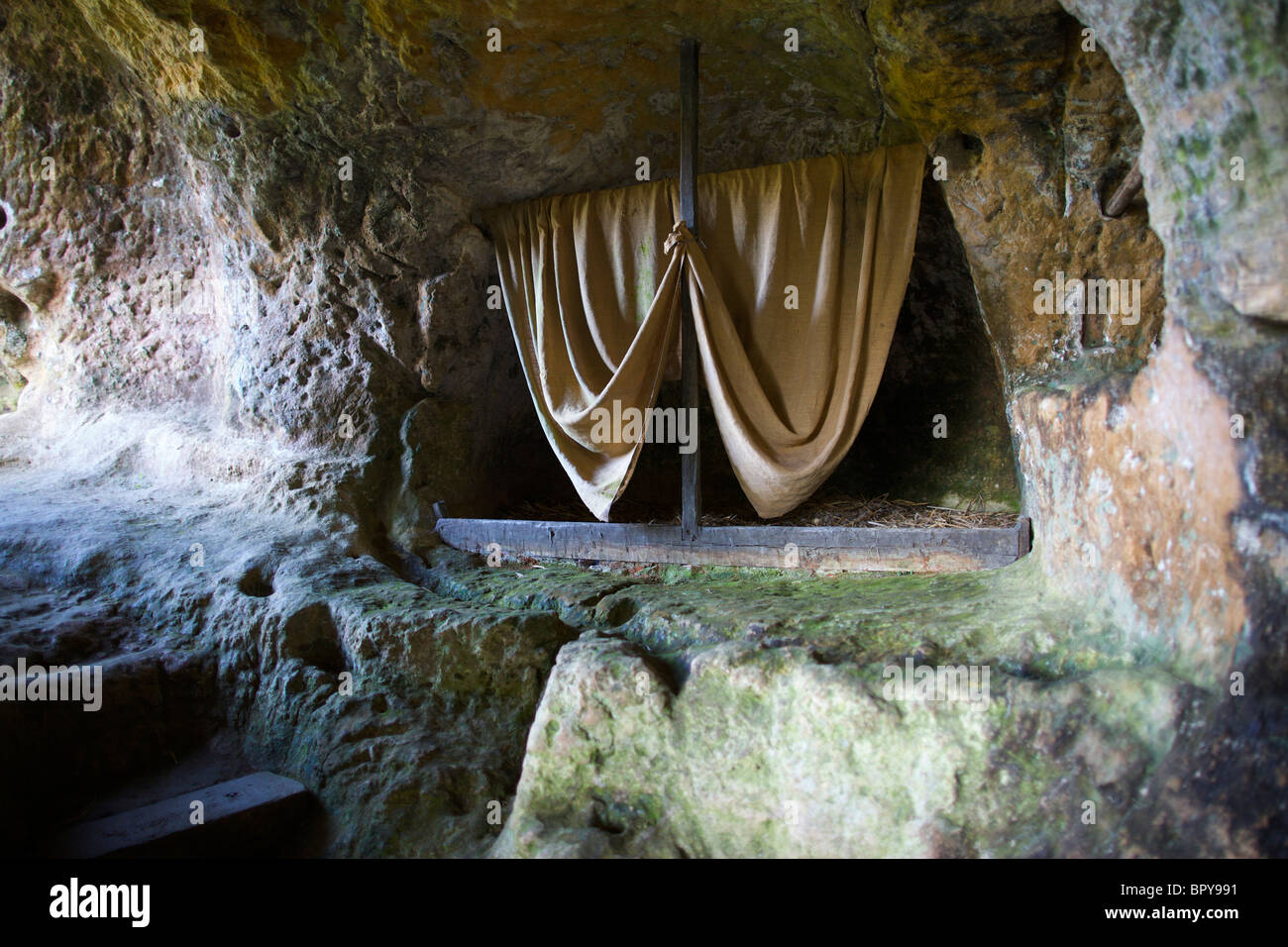 Caves below Commarque castle in the Dordogne France where people would ...