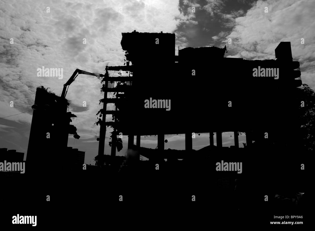 Demolition of the iconic Trinity Square car park in Gateshead, UK Stock ...