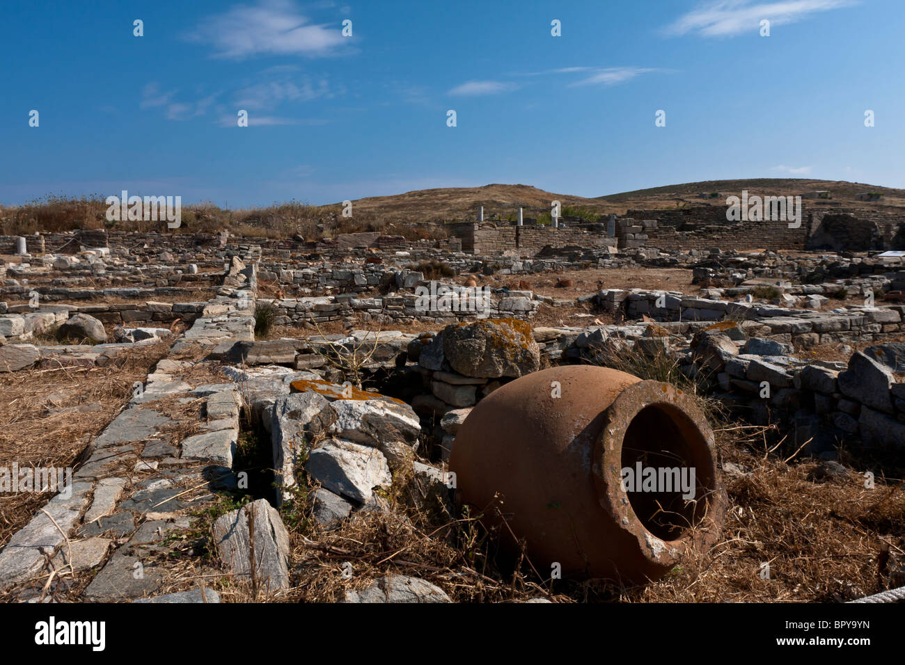 The ruins of the old Agora in Delos Stock Photo - Alamy