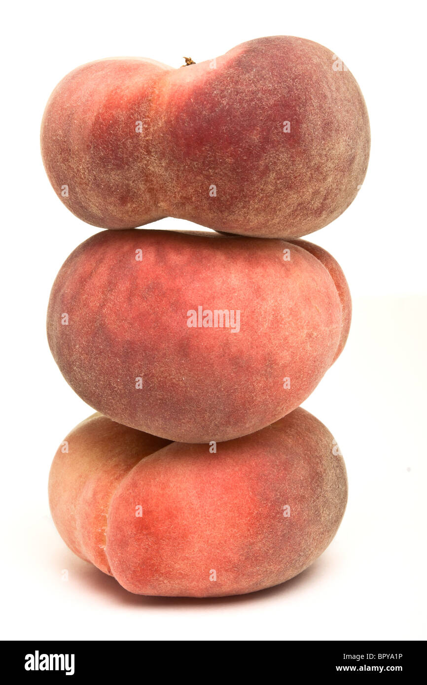 Exotic Flat peach also known as donut, chinese or saturn peach Stock ...
