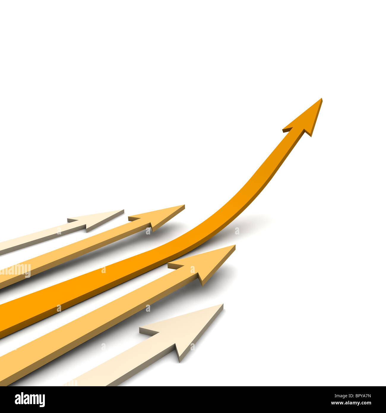 Orange curved arrows. 3d rendered illustration Stock Photo - Alamy