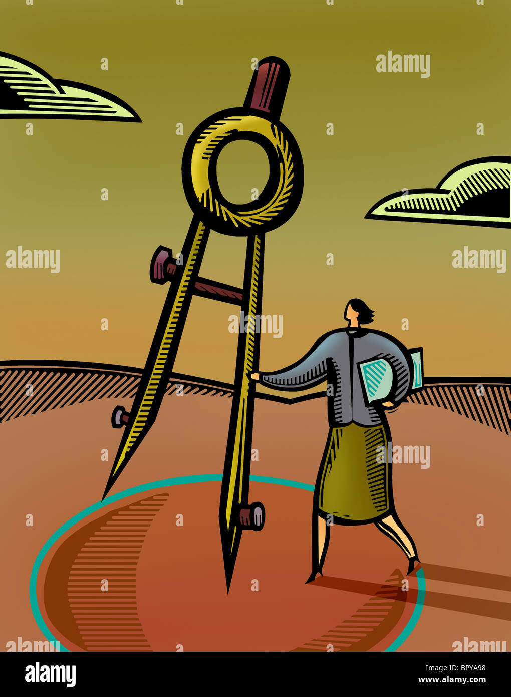 Compass drawing a circle hi-res stock photography and images - Alamy