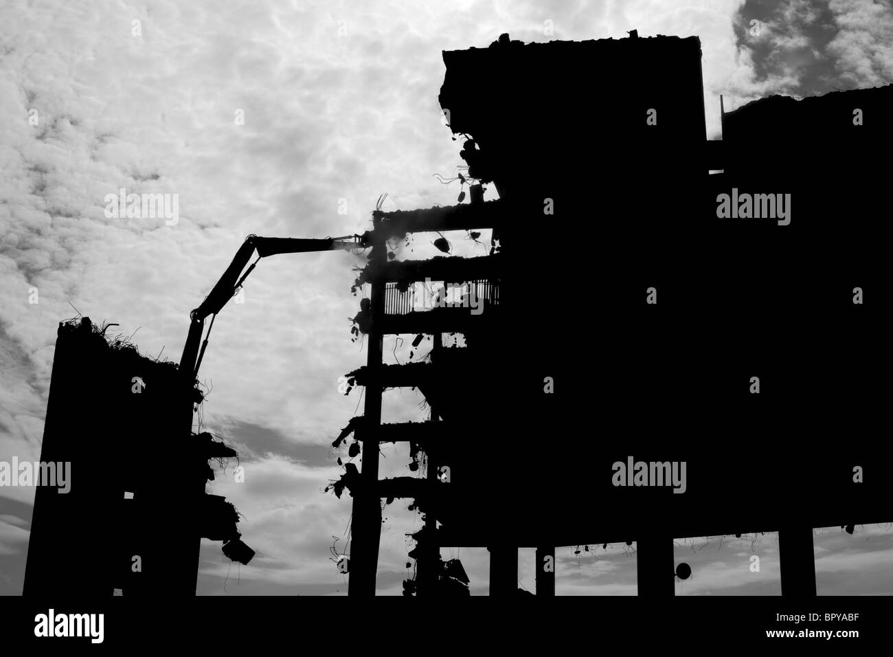 Demolition of the iconic Trinity Square car park in Gateshead, UK Stock ...