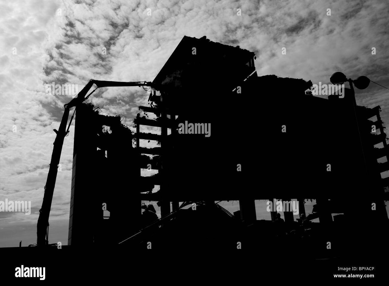Demolition of the iconic Trinity Square car park in Gateshead, UK Stock ...