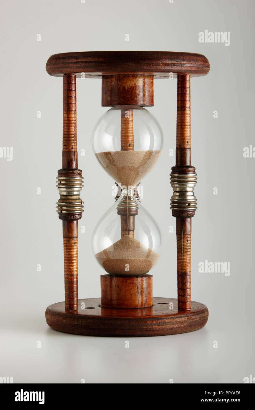 Vintage old wooden hourglass Stock Photo - Alamy