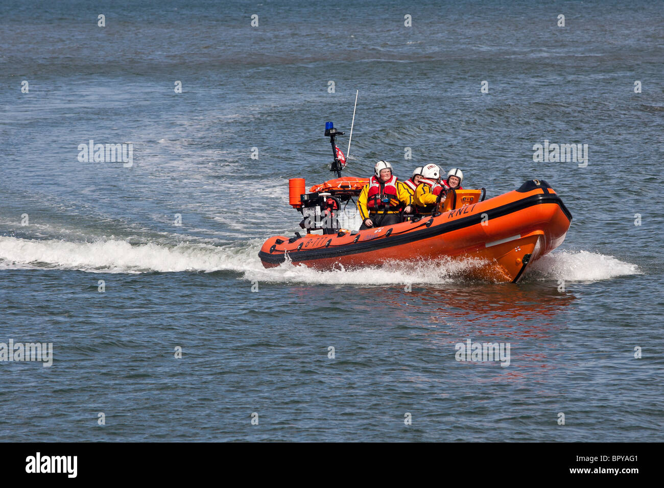 Atlantic 75 Class B RNLI Lifeboat, in the North Sea of Staithes, North ...