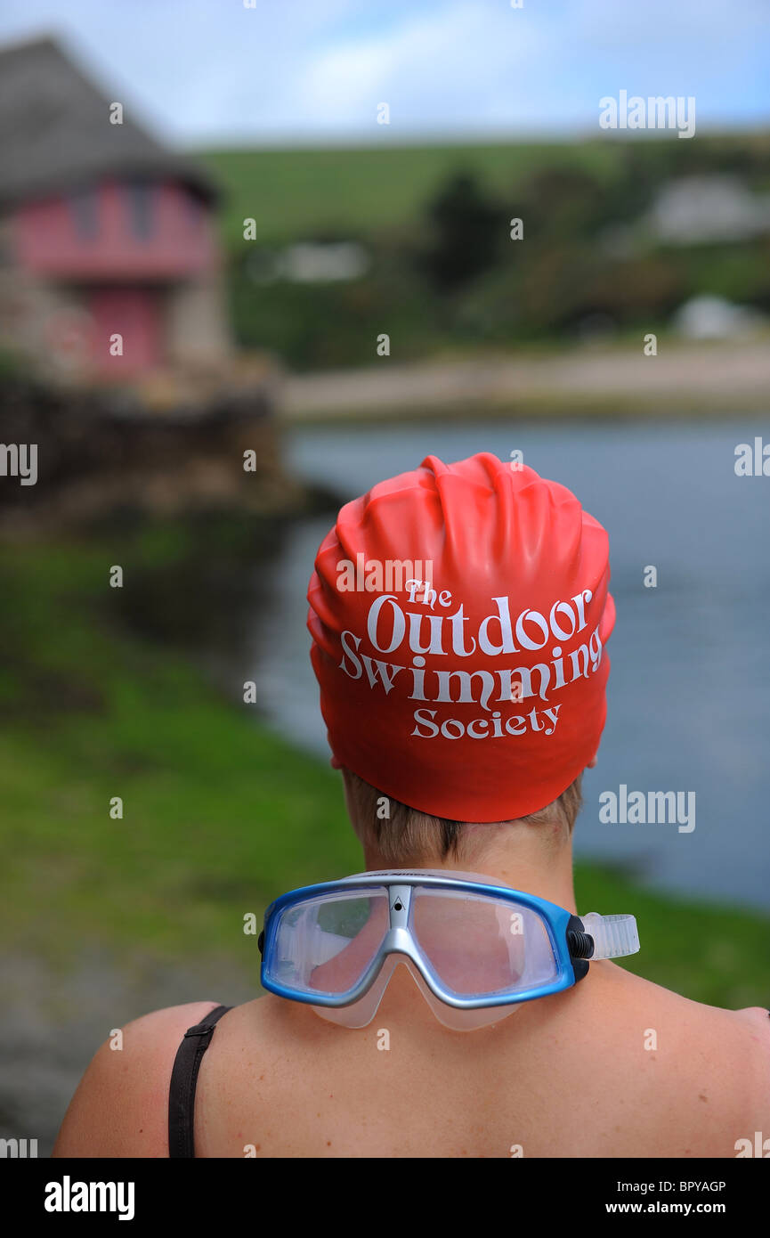 wild swimming outdoors at Bantham Bay, South Devon Stock Photo - Alamy