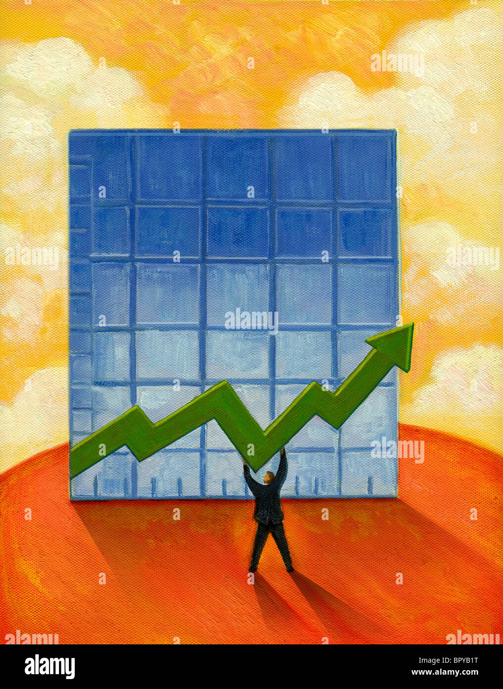 A businessman holding up the arrow on a sales graph Stock Photo - Alamy