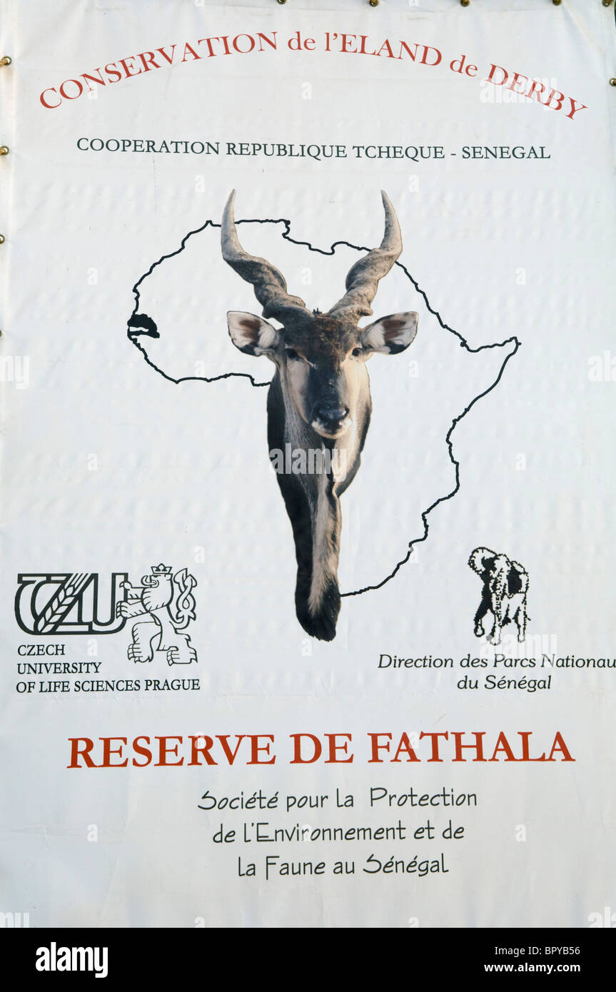 Sign board, Réserve de Fathala, Senegal Stock Photo - Alamy