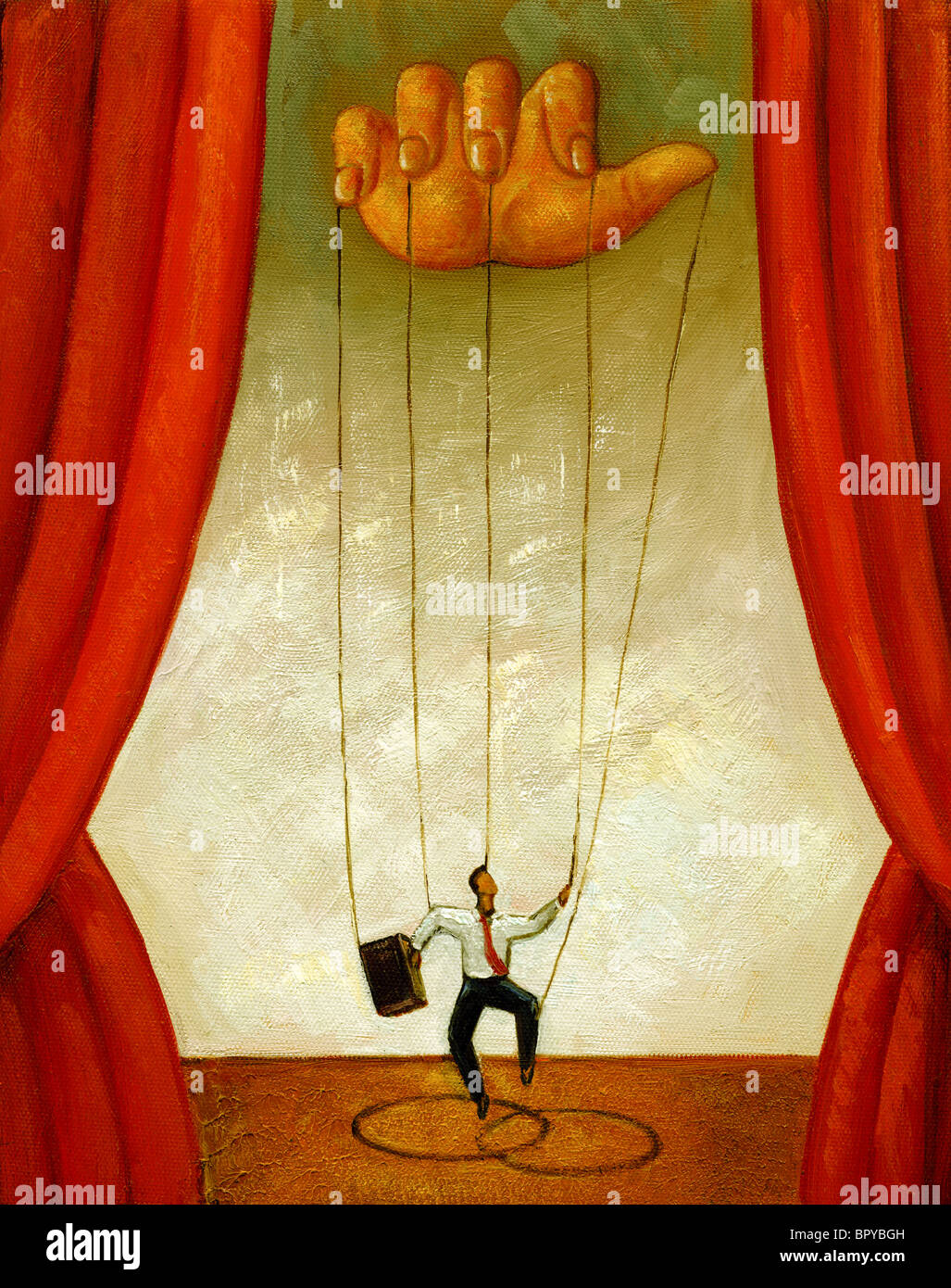 A businessman as a puppet being controlled by a large hand Stock Photo ...