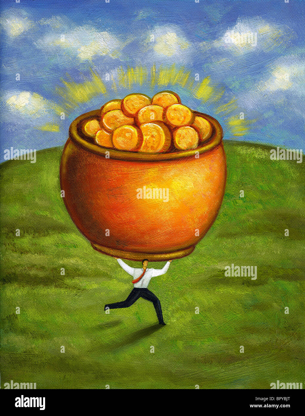 Man carrying huge pot gold hi-res stock photography and images - Alamy