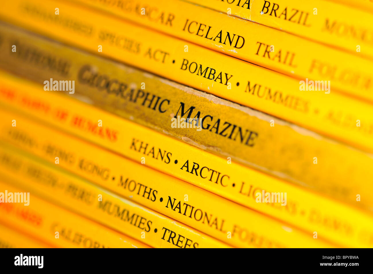 National Geographic Magazines in a stack Stock Photo - Alamy