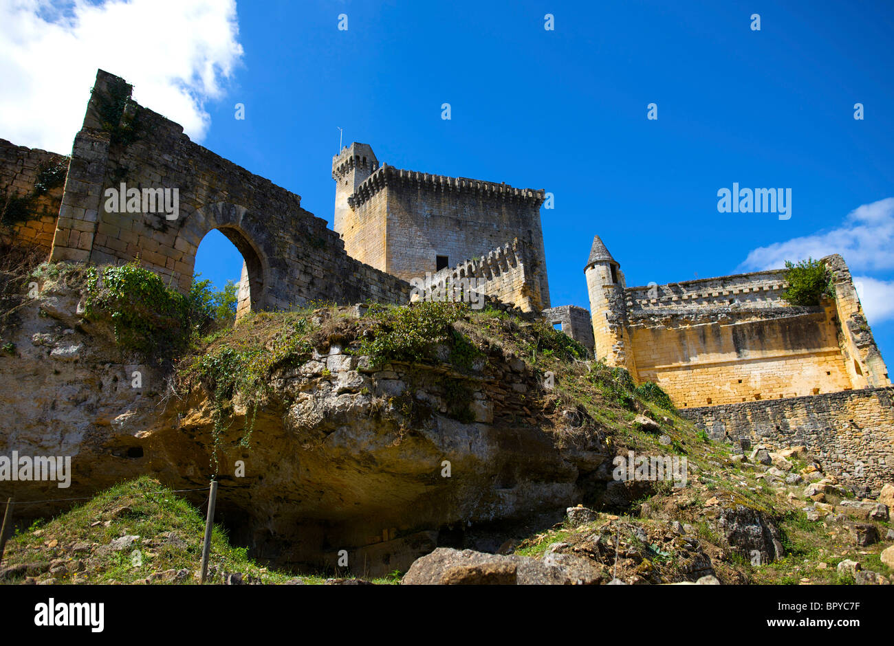 The ruins of Commarque Castle in the Dordogne France used as a location ...