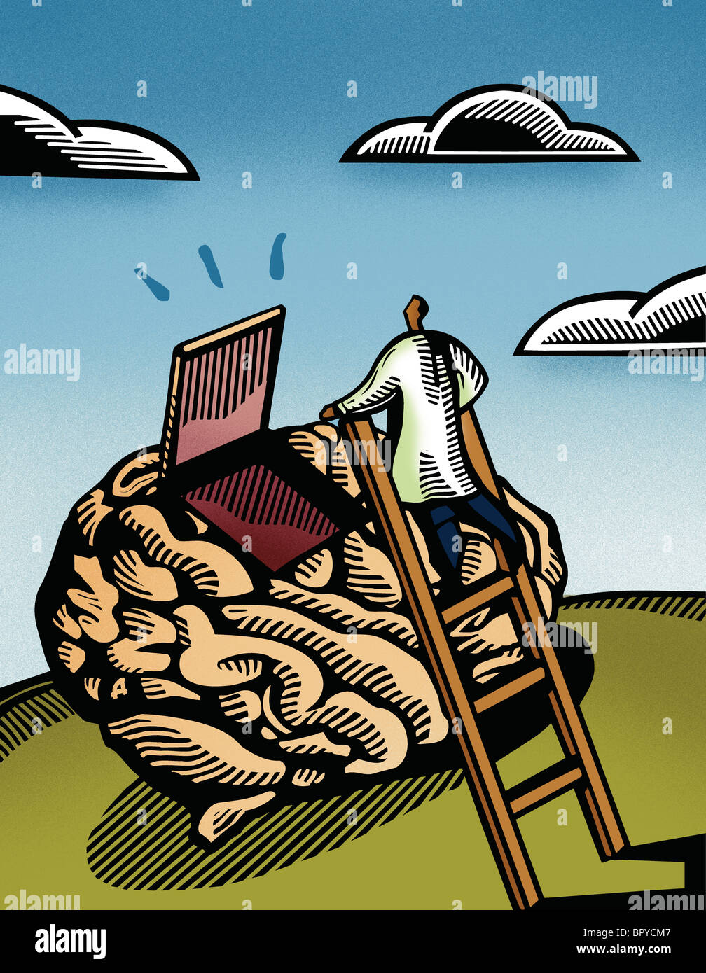 Cartoon man big brain hi-res stock photography and images - Alamy