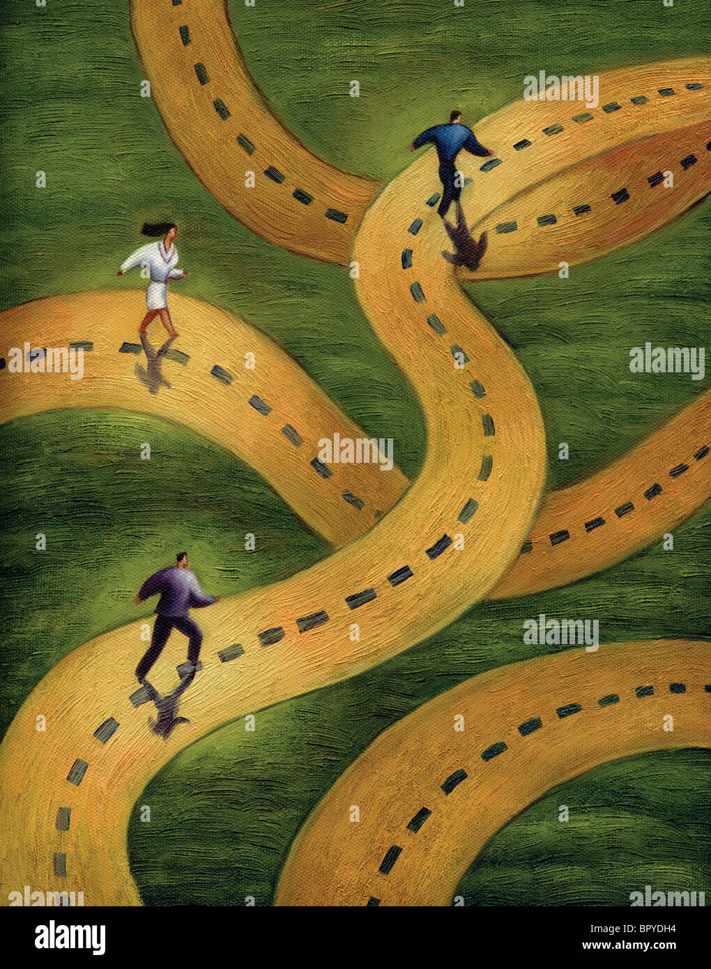 Three people walking in different routes Stock Photo - Alamy