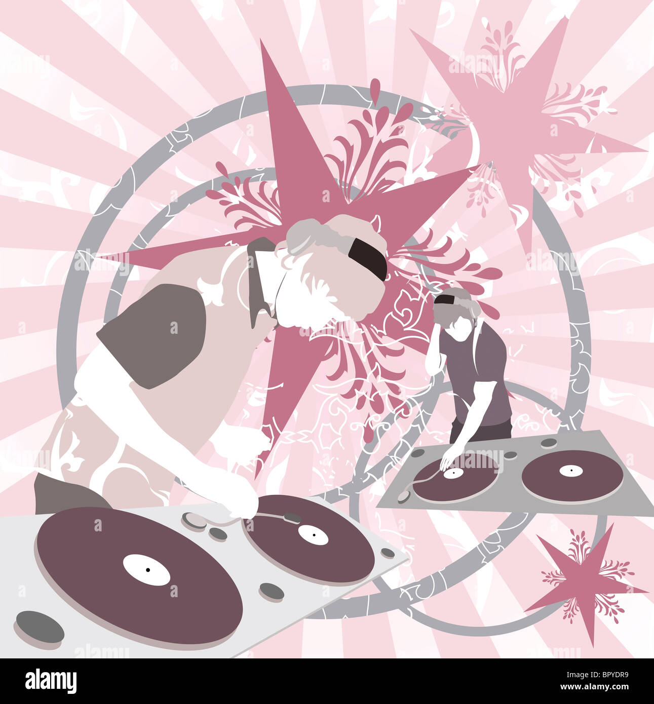 Black white dj turntable vector graphic hi-res stock photography and ...