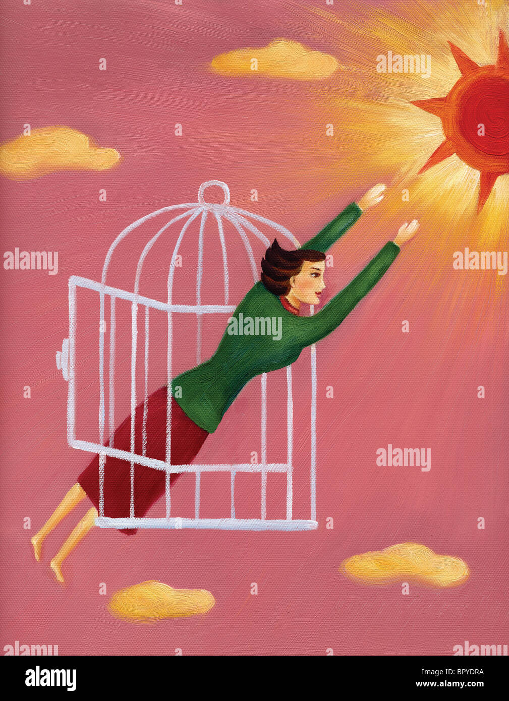 Cartoon flying woman hi-res stock photography and images - Alamy