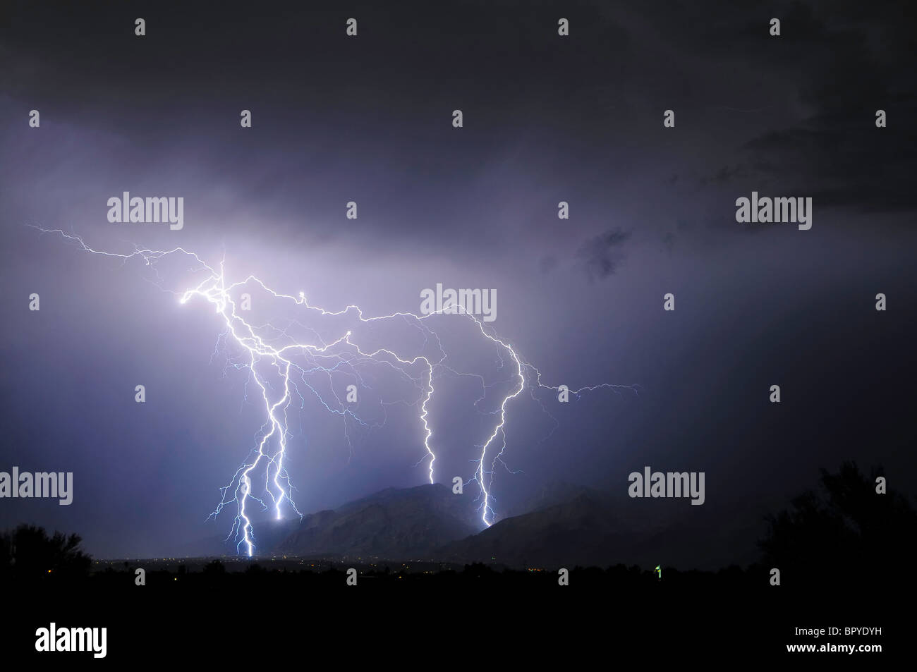 Monsoon lightning in Tucson, AZ Stock Photo - Alamy