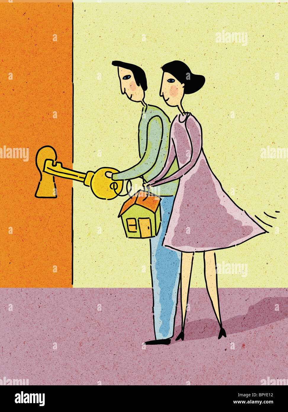 Man unlocking door home hi-res stock photography and images - Alamy