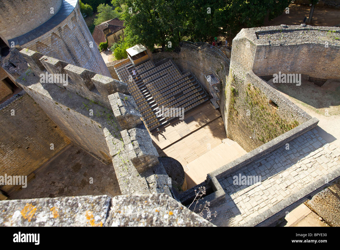 Seating and stage built within the ruins of Bonaguil castle in ...