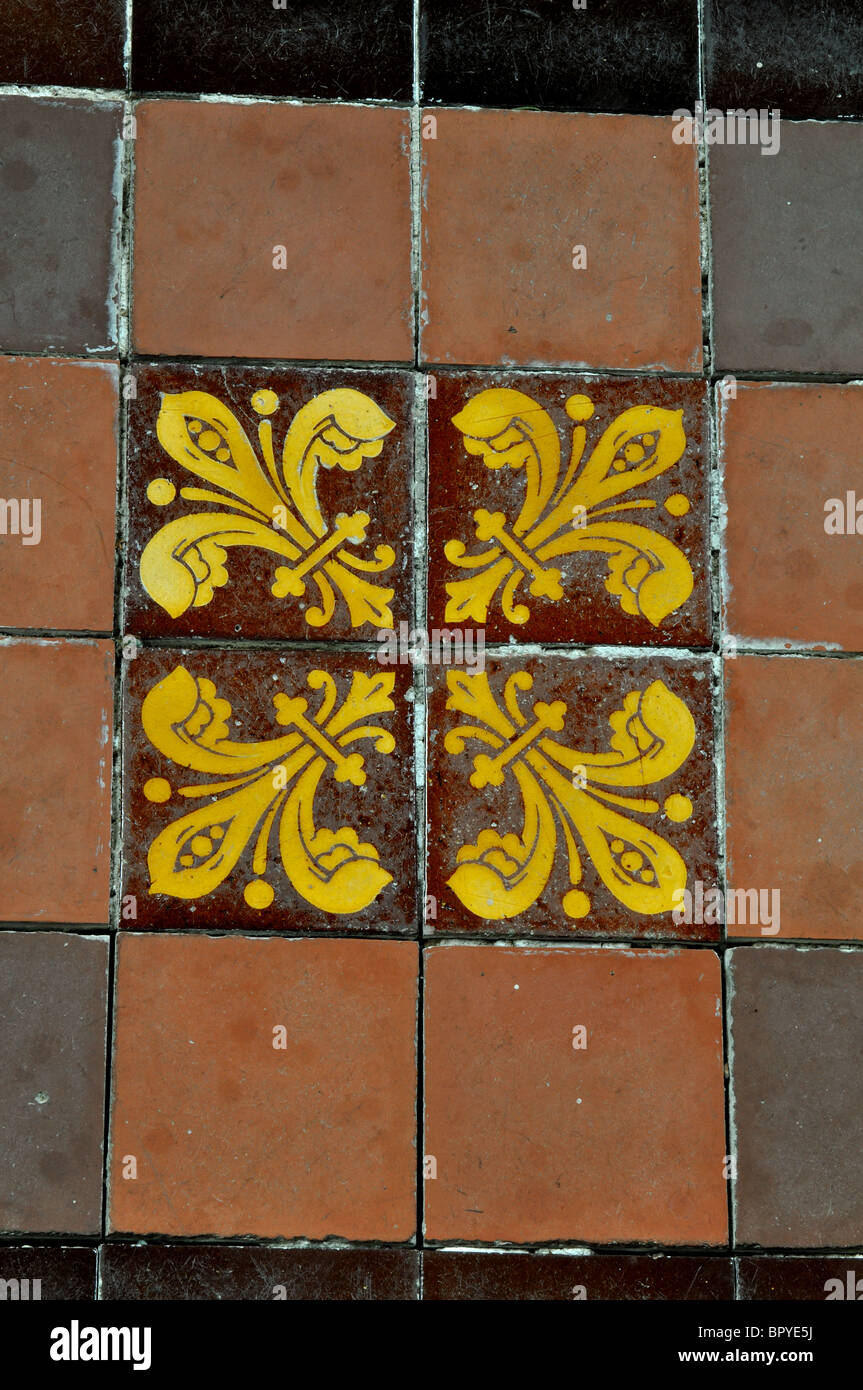 Tiles in chancel of St. Edward`s Church, Evenlode, Gloucestershire ...