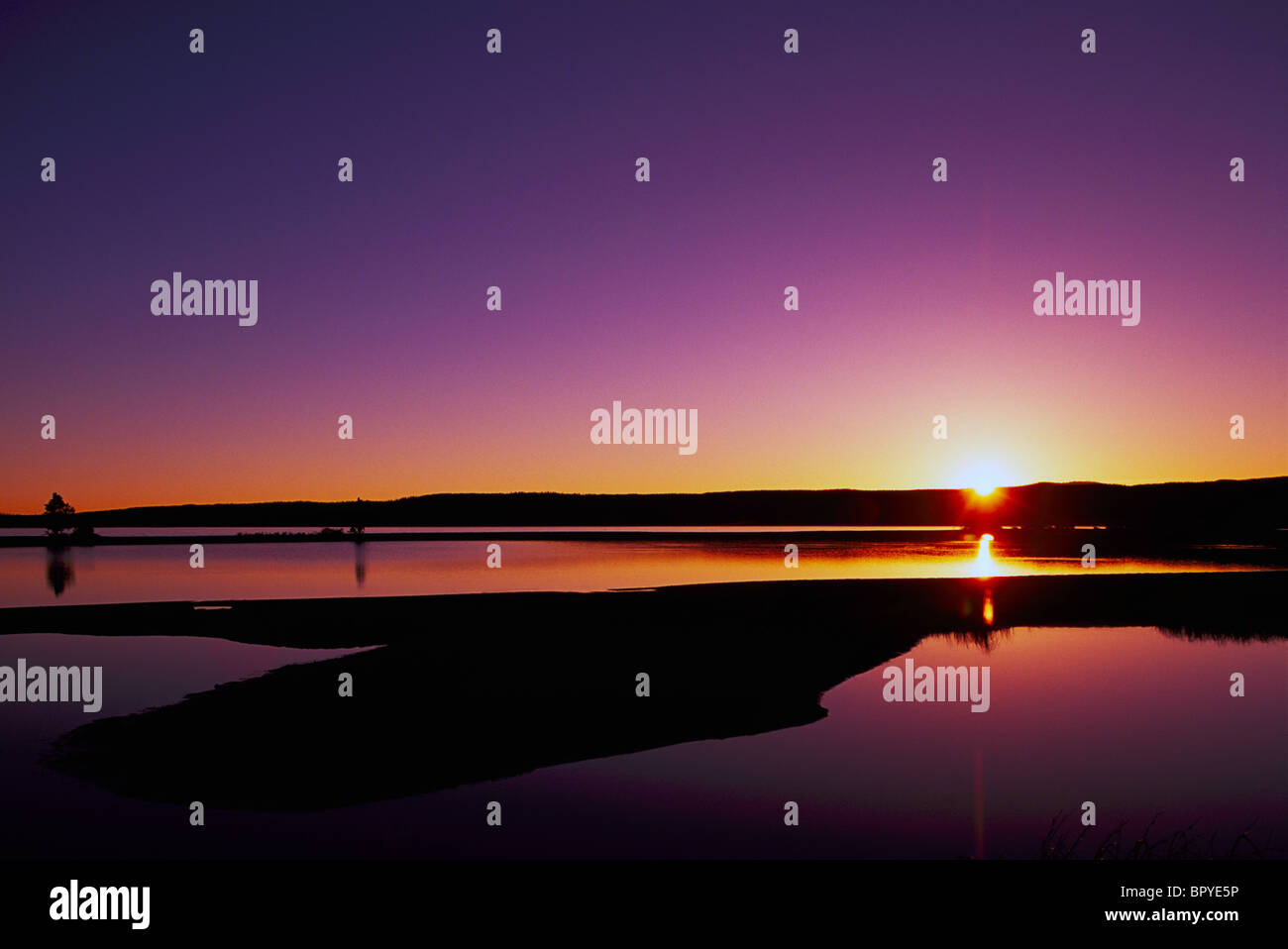 Yellowstone Lake, Yellowstone National Park, Wyoming, USA - Sunset ...