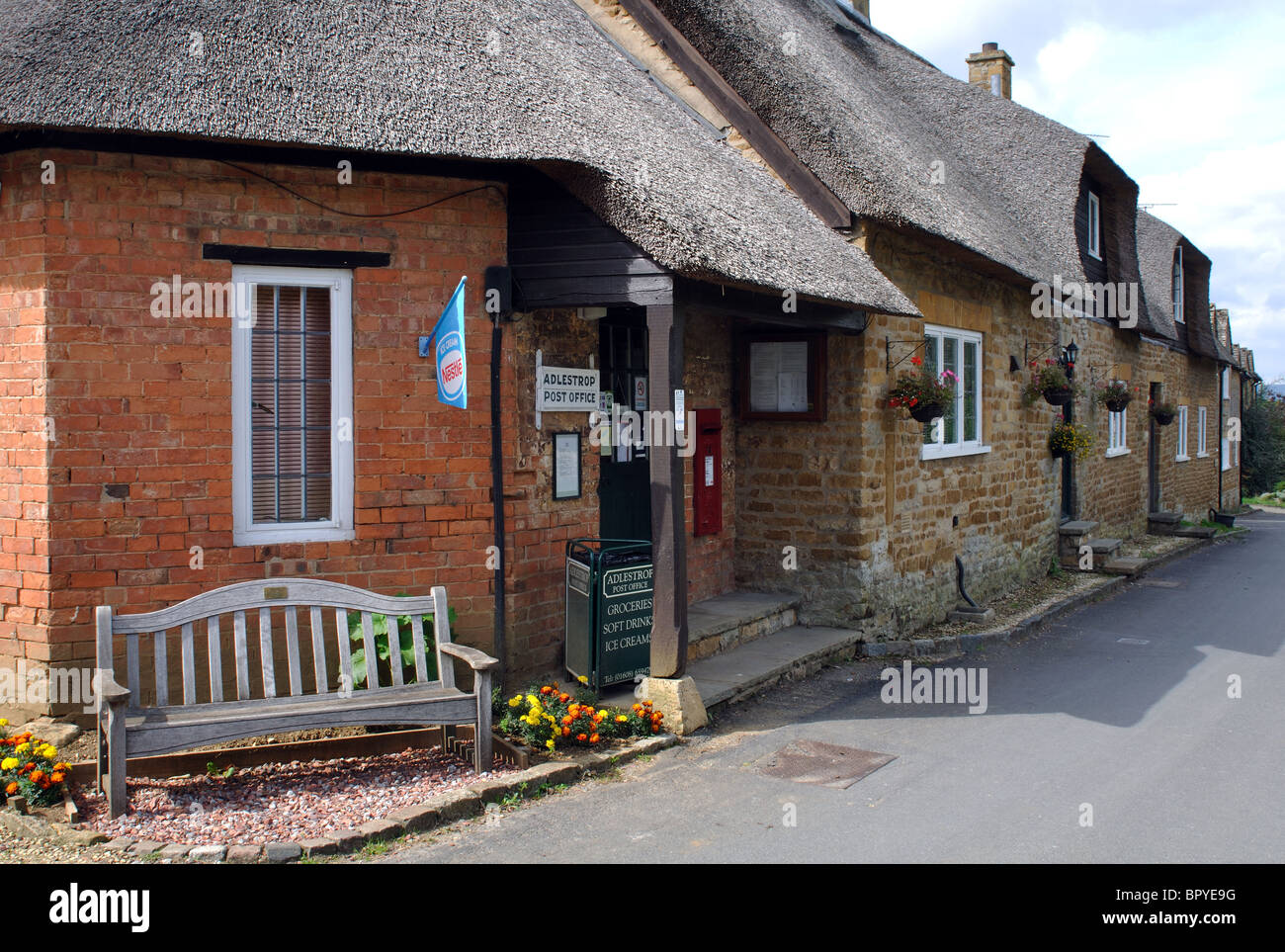 The thatched post office, Adlestrop, Gloucestershire, England, UK Stock ...