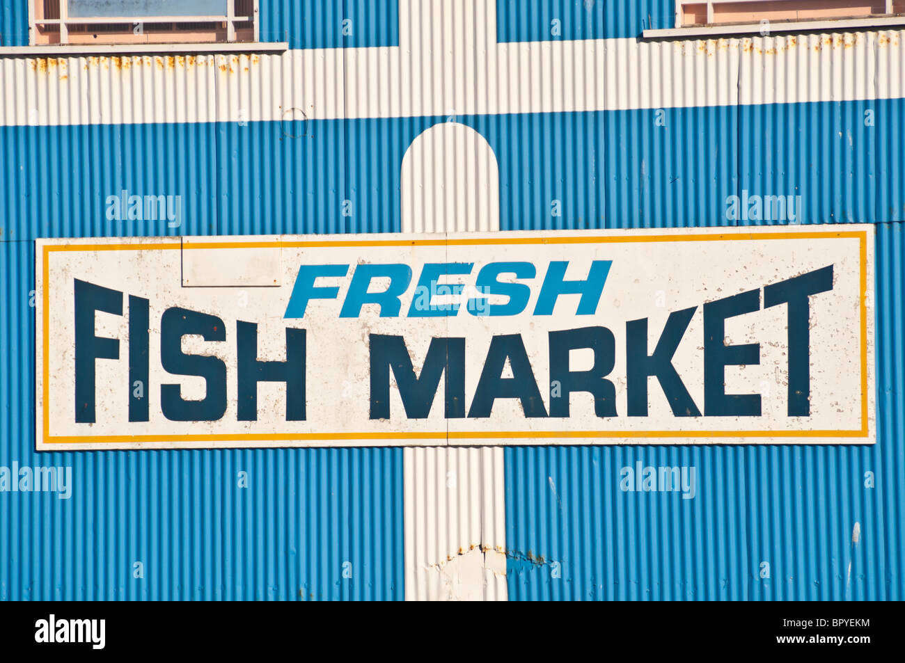 Fresh Fish Market building, sign, Sidney waterfront, British Columbia ...