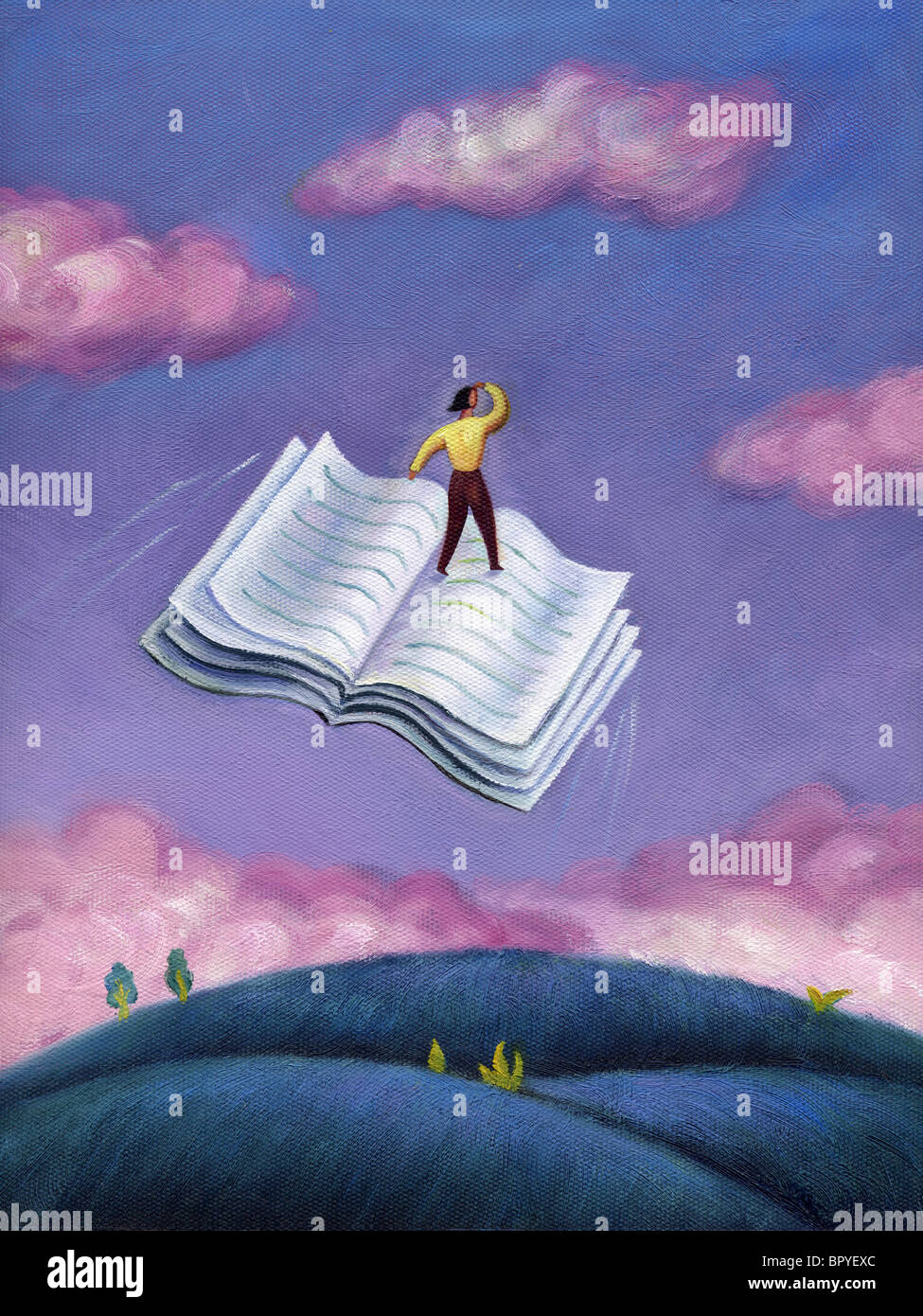 Flying books painting hi-res stock photography and images - Alamy