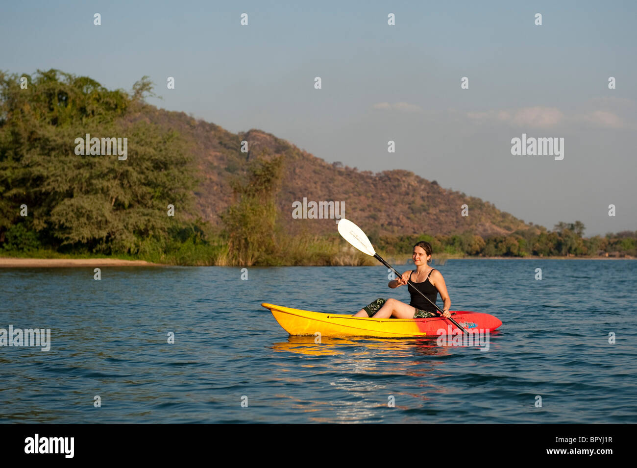 Kayaking on lake Malawi, Cape Maclear, Malawi Stock Photo - Alamy