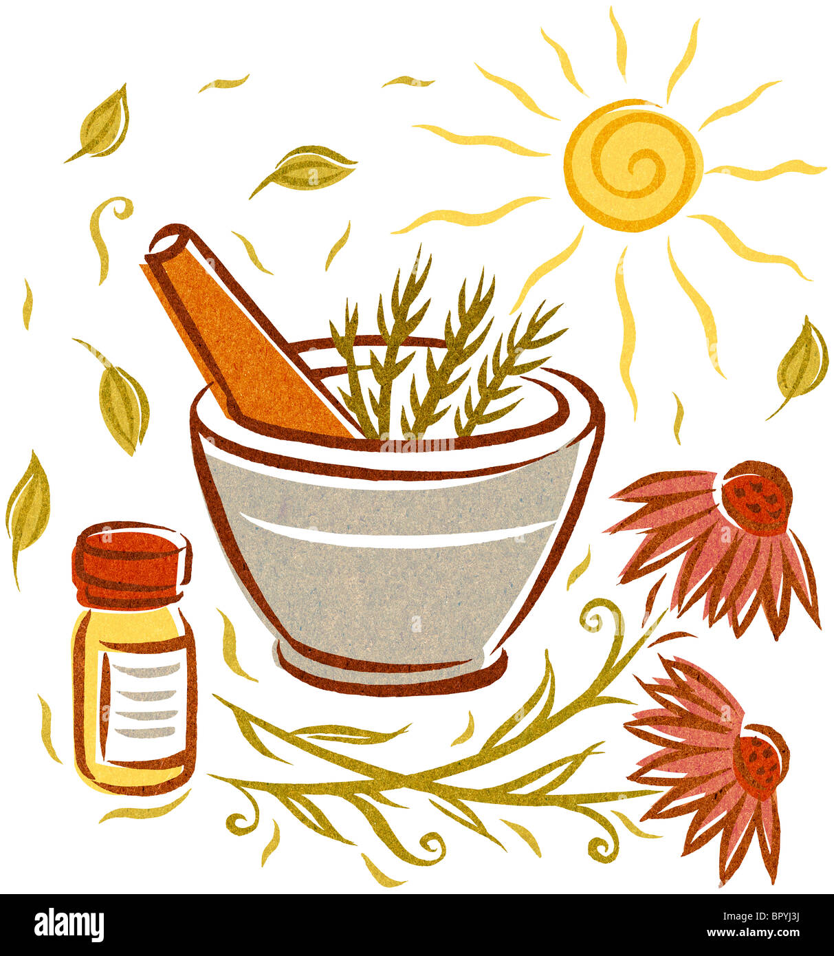 Pestle and mortar illustration Cut Out Stock Images & Pictures - Alamy