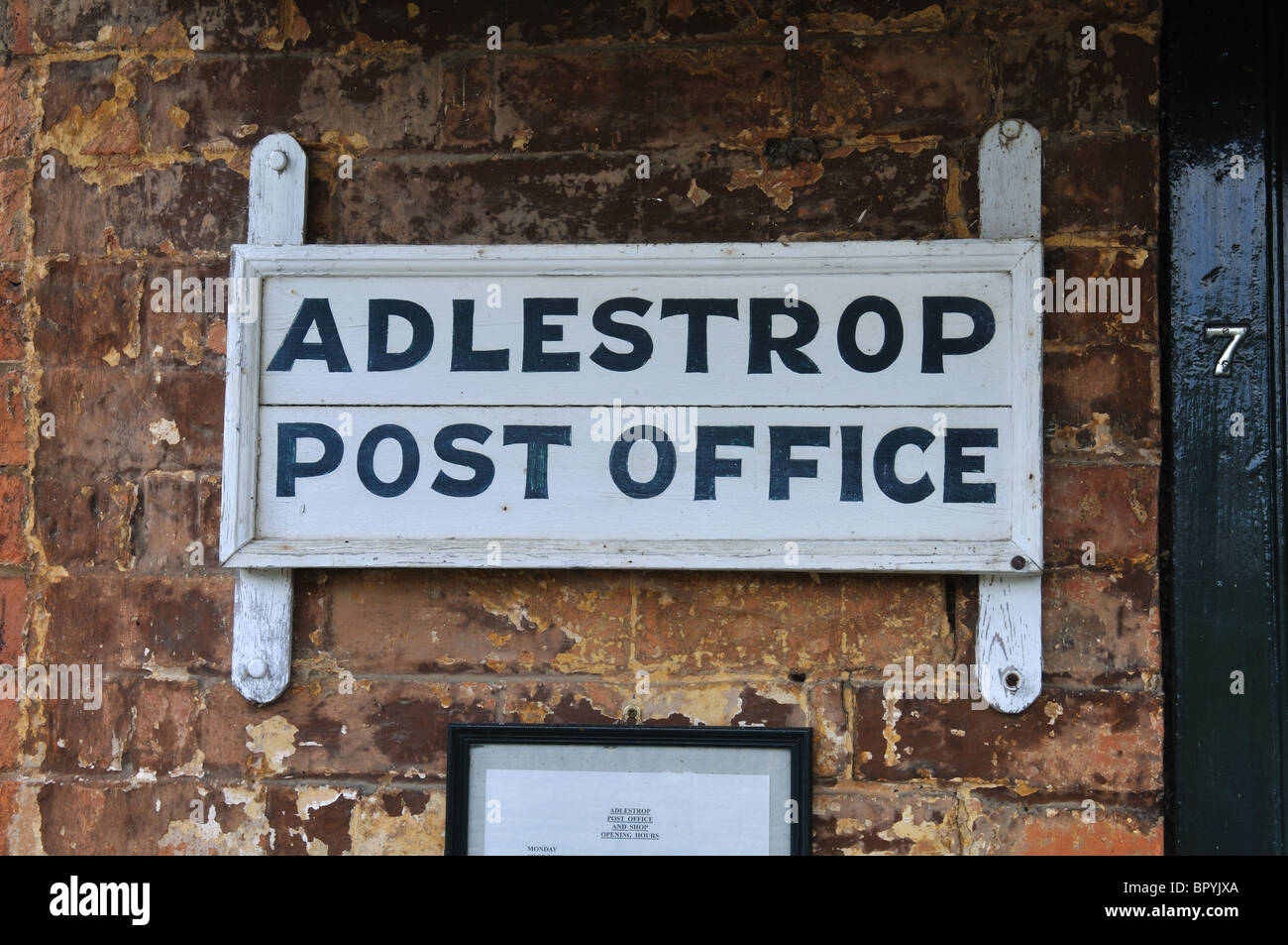 Adlestrop post office sign, Gloucestershire, England, UK Stock Photo ...