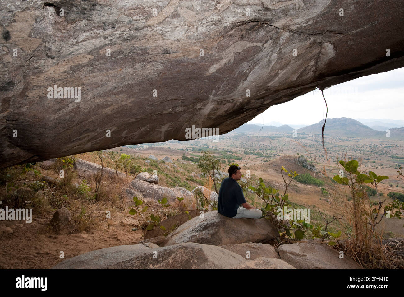 Ancient rock paintings, Mphunzi Mountain, near Dedza, Malawi Stock ...