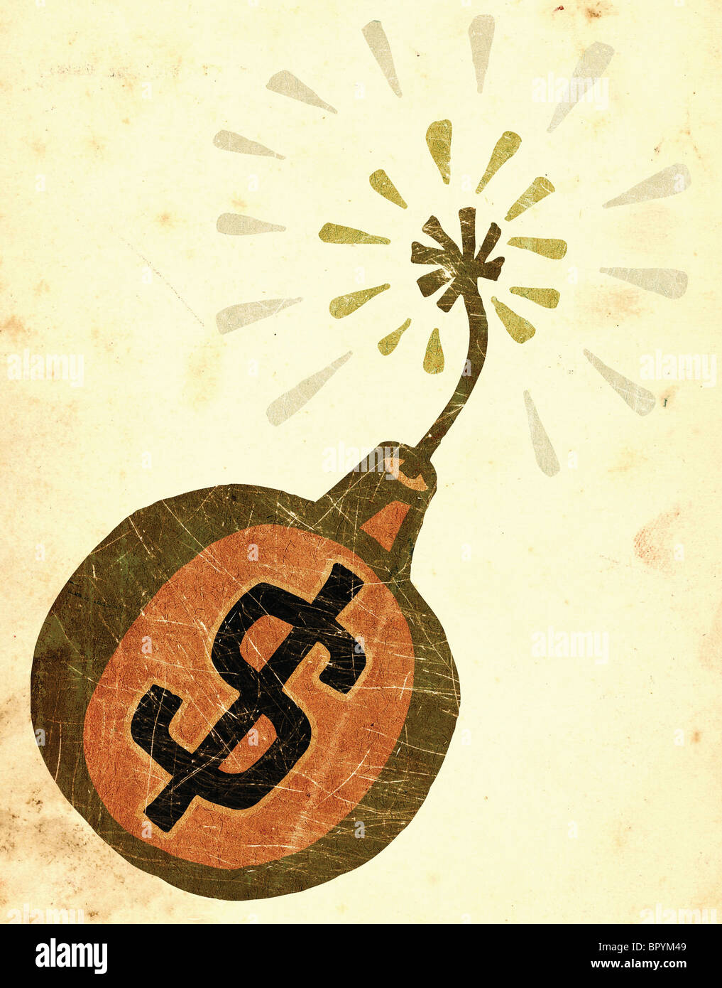 A lit bomb with dollar sign on it Stock Photo - Alamy