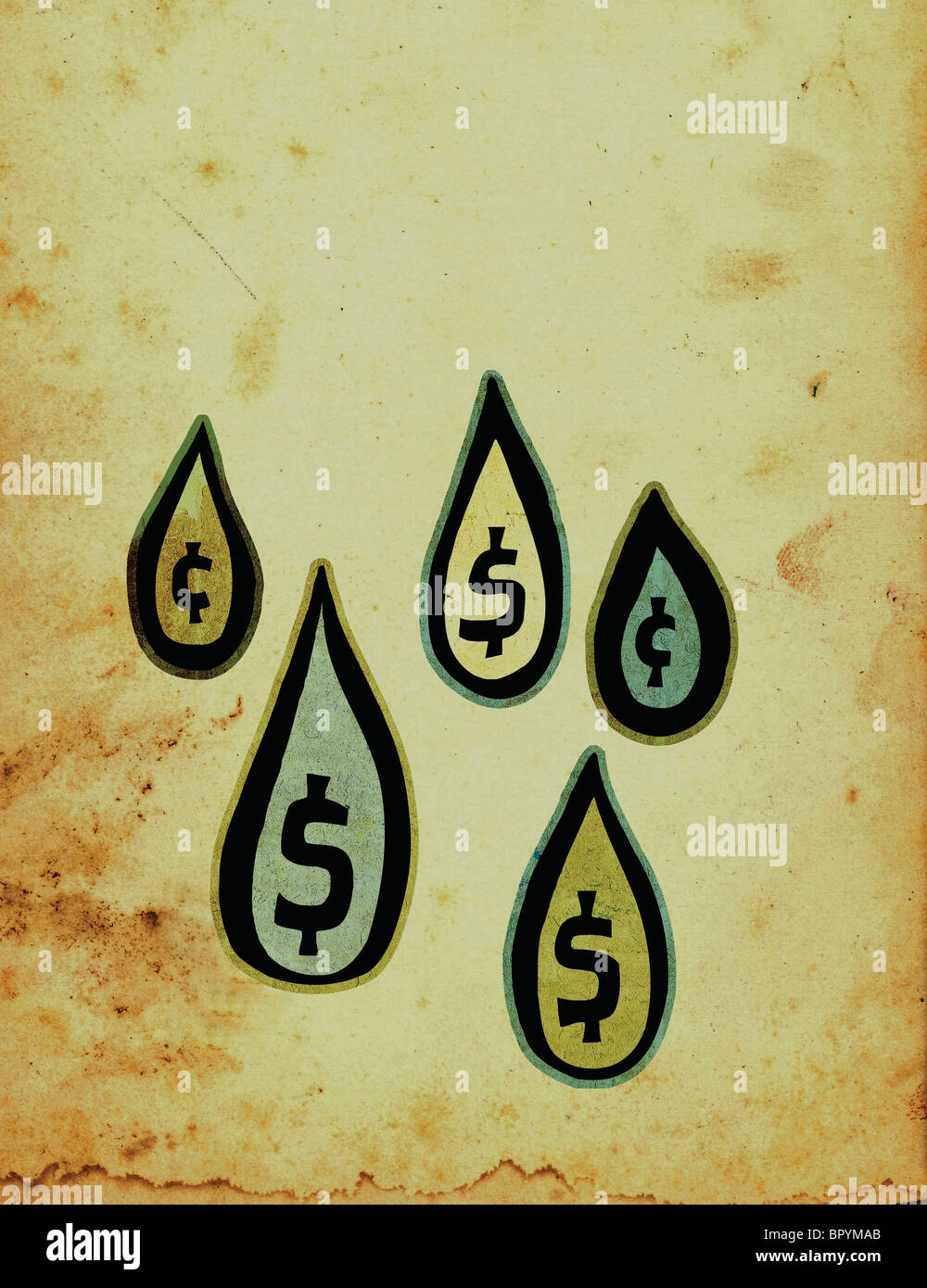 Rain drops with dollar signs in them Stock Photo - Alamy