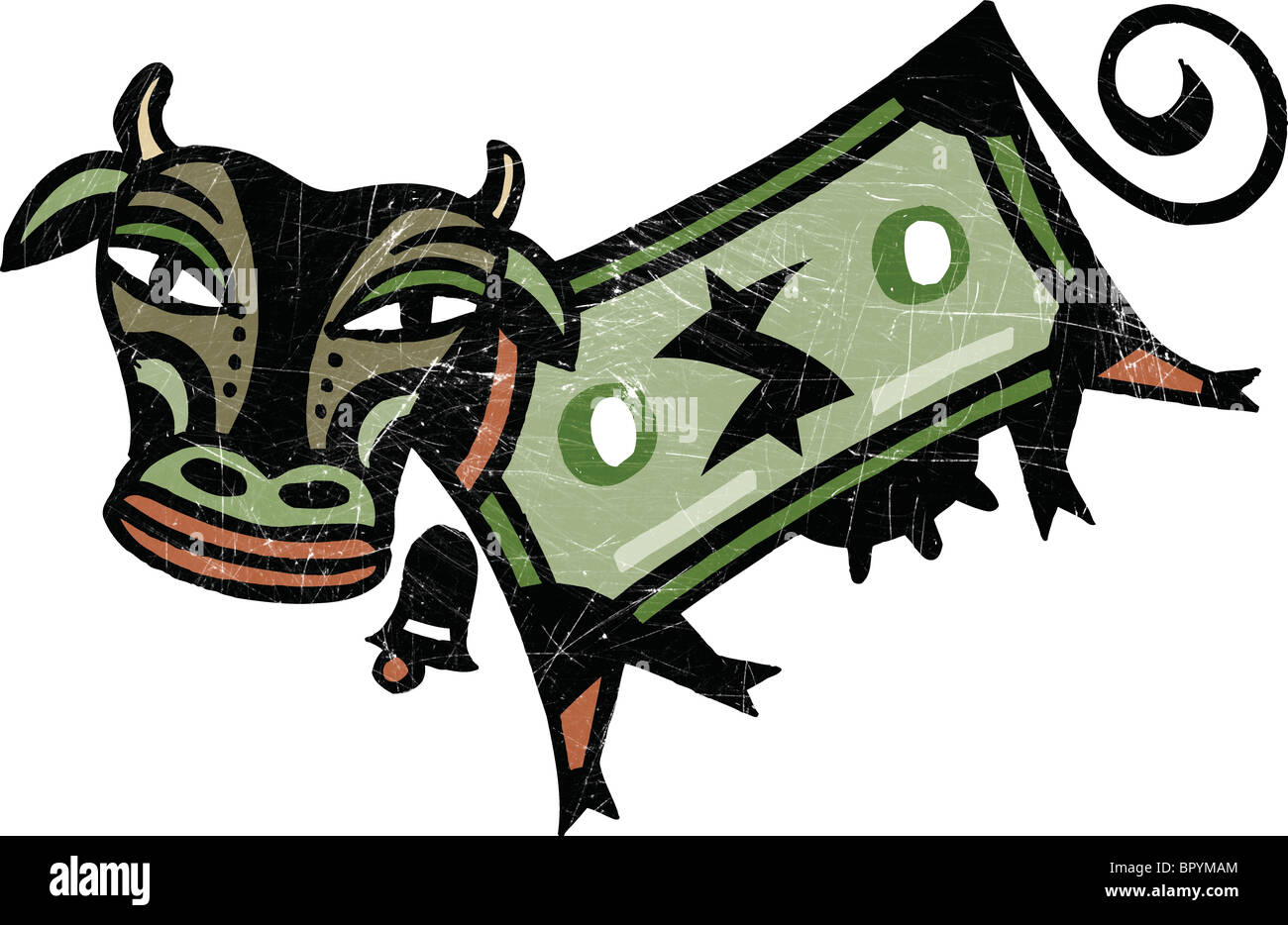 A cow with a dollar bill for body Stock Photo - Alamy
