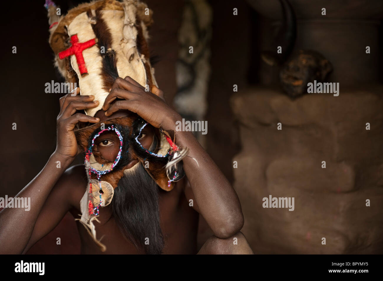 Phoka boy in ancestral hut, Kandewe village, Rumphi region, Malawi Stock Photo - Alamy