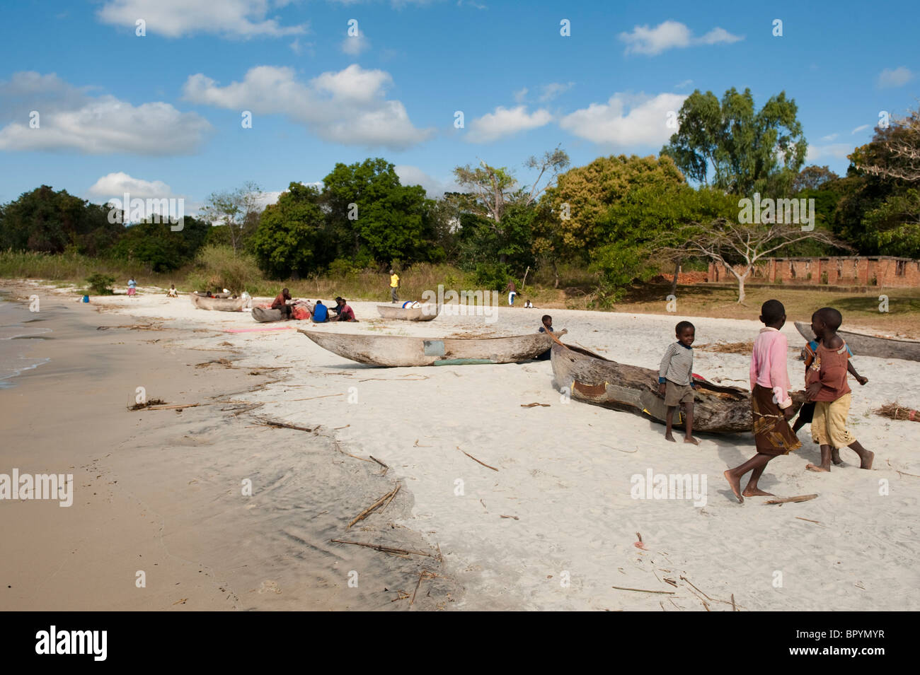 Dugout canoes lying on the beach, Chintheche, Malawi Stock Photo - Alamy