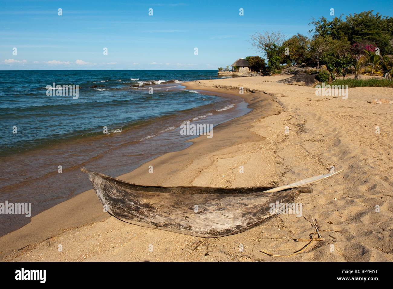 Dugout canoe on the beach, Chintheche, Malawi Stock Photo - Alamy