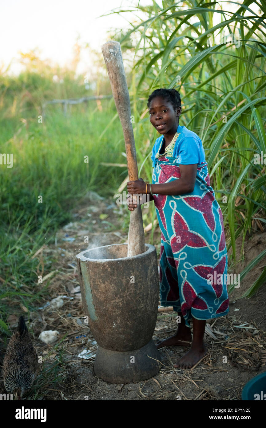 African women pounding maize hi-res stock photography and images - Alamy