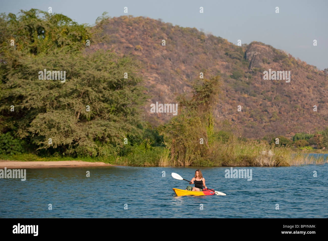 Kayaking on lake Malawi, Cape Maclear, Malawi Stock Photo - Alamy