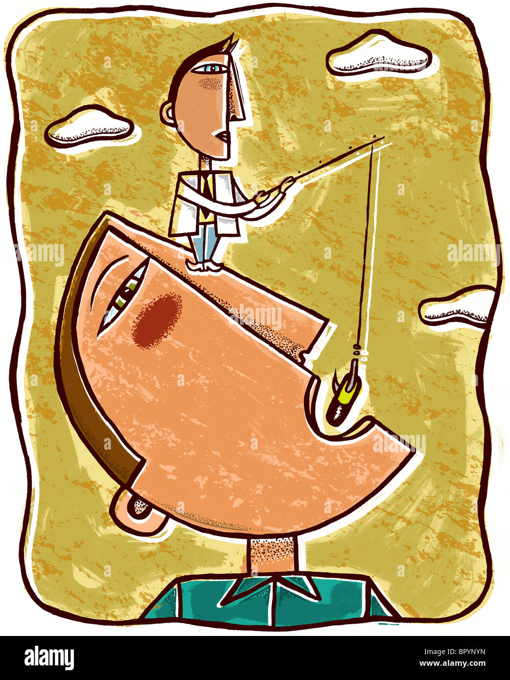 A tiny doctor fishing in a mans mouth with a pill as bait Stock Photo ...