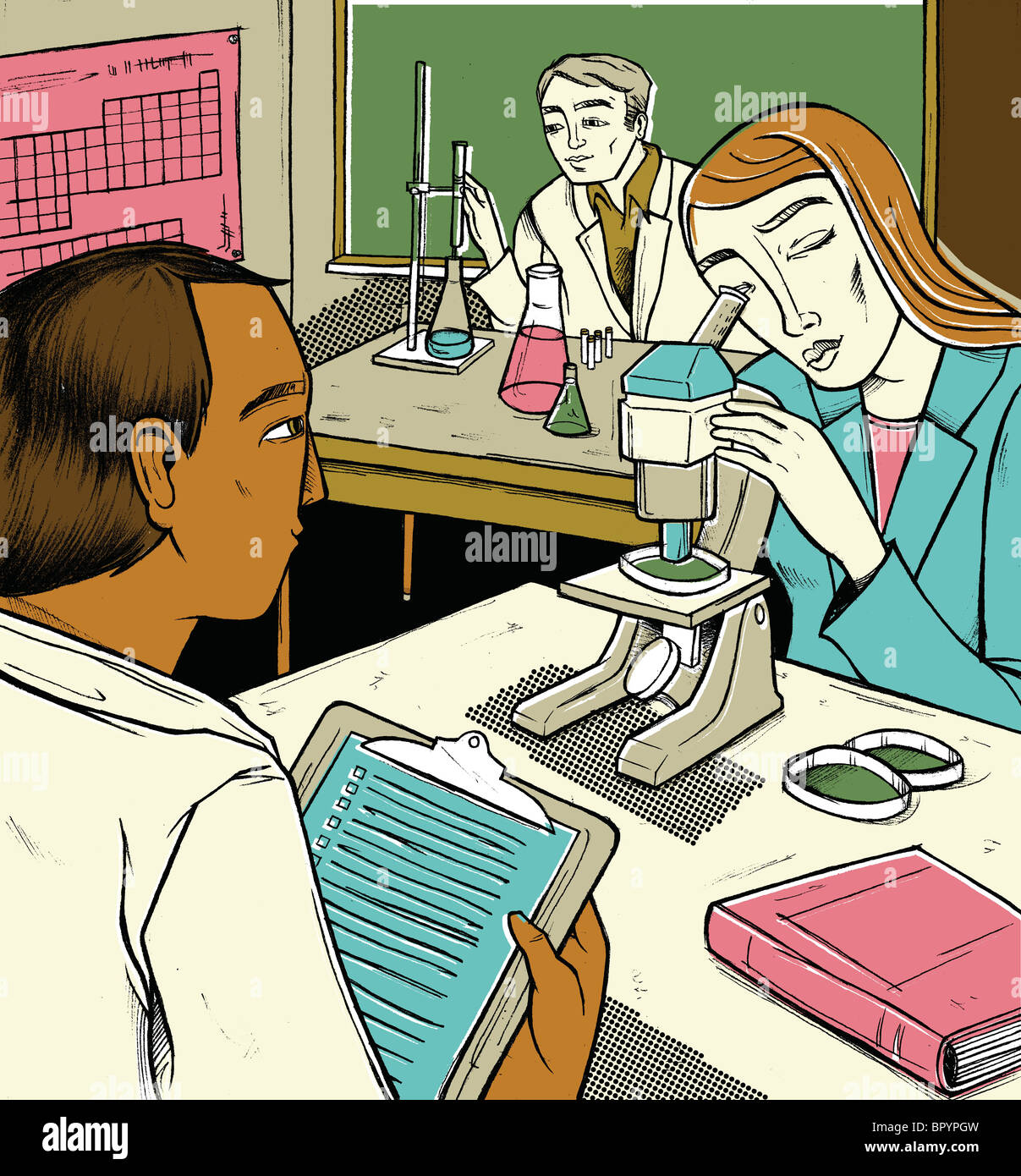 Color image cartoon microscope science hi-res stock photography and ...