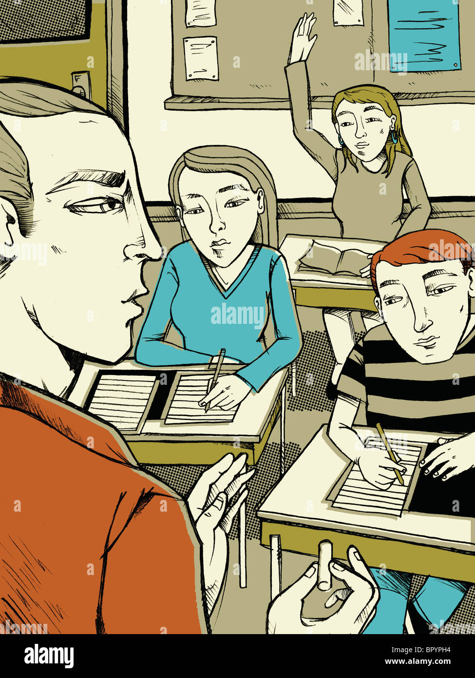 Student Paying Attention In Class Cartoon