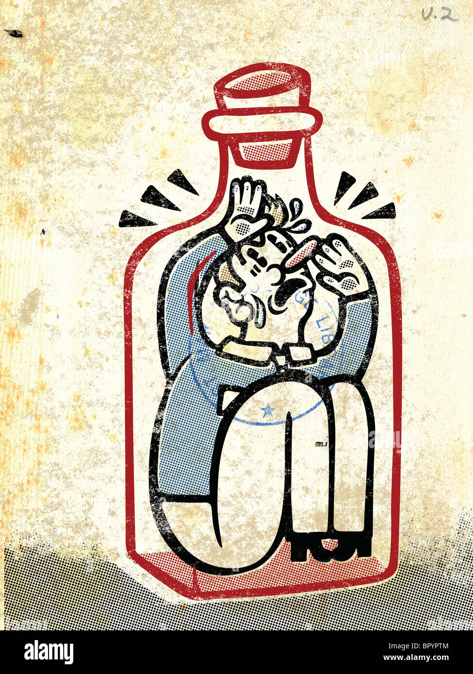 Cartoon illustration desperate man trapped hi-res stock photography and ...