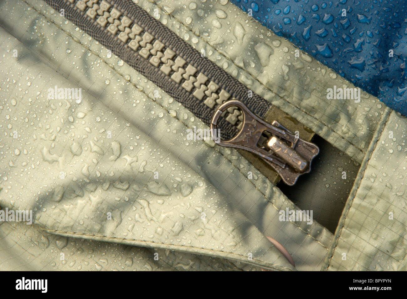 Detail of waterproof jacket Stock Photo - Alamy