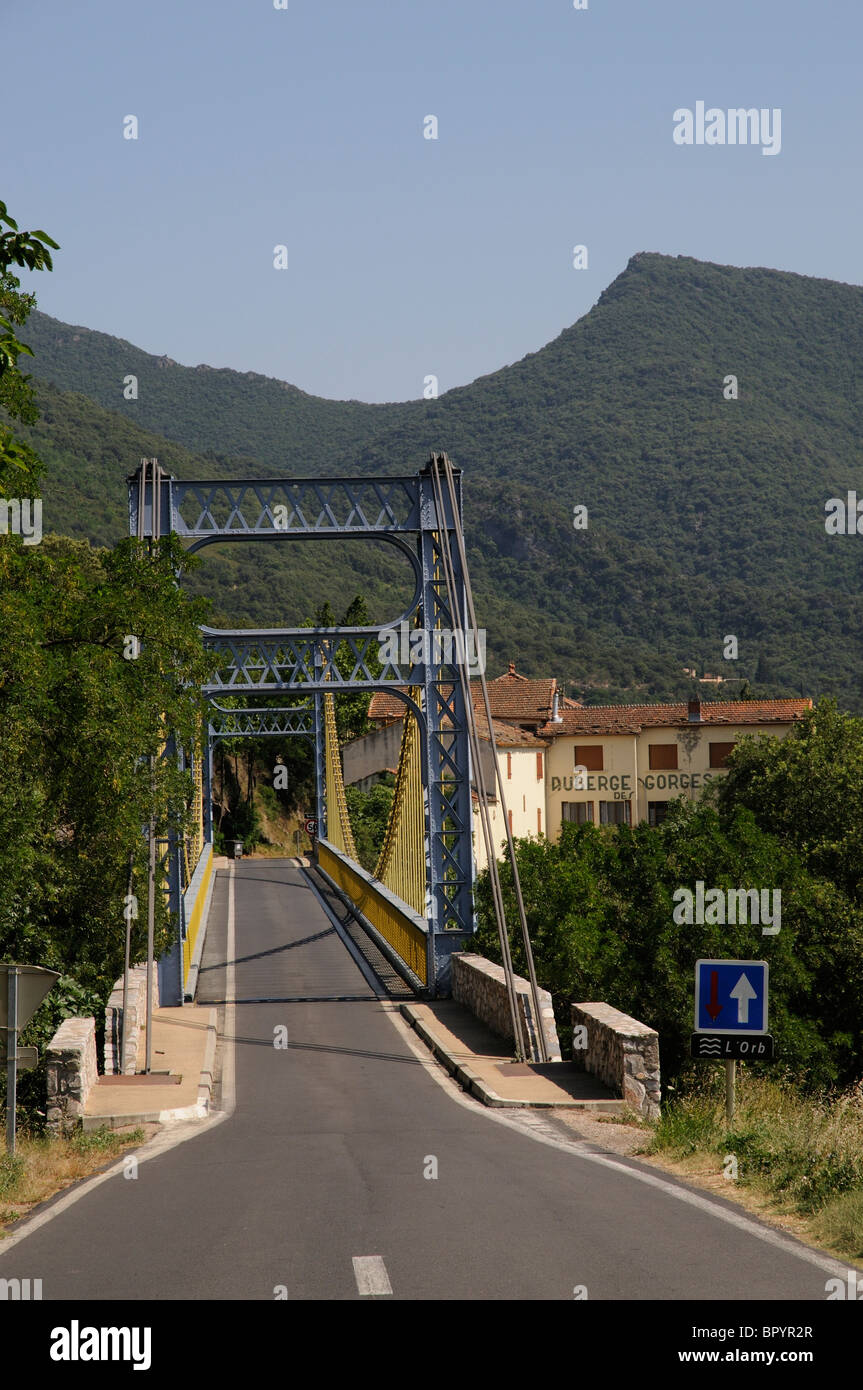 St Chinian wine region southern France Suspension bridge over the River ...