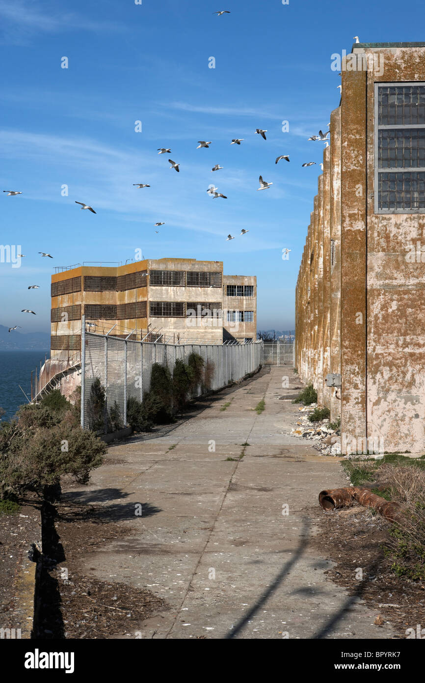 Industrial buildings at Alcatraz Stock Photo - Alamy